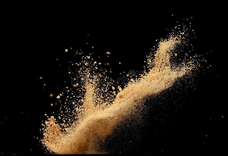 Big Size Sand Flying Explosion, Golden Grain Wave Explode. Abstract ...