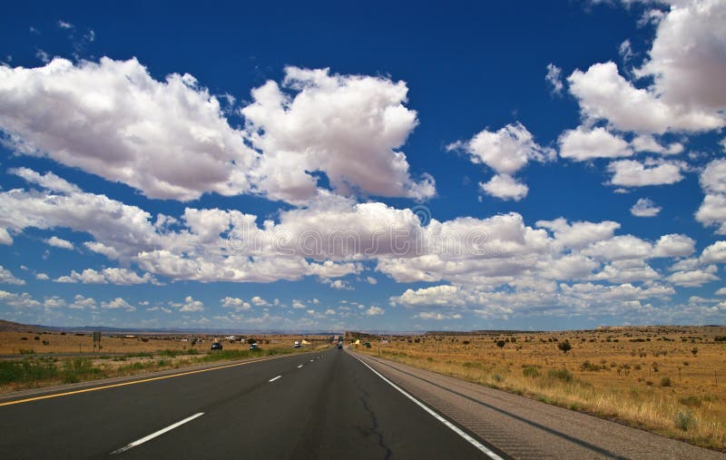 Big Sky Clouds View from a Highway Stock Image - Image of travel ...