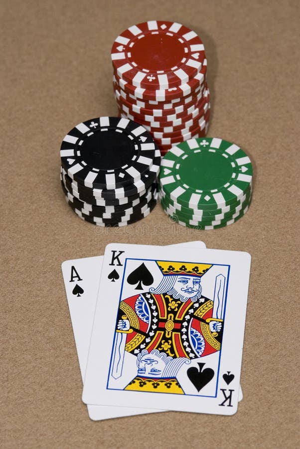 Big Slick and a Stack of Chips Stock Image - Image of gamble, pair: 2346479