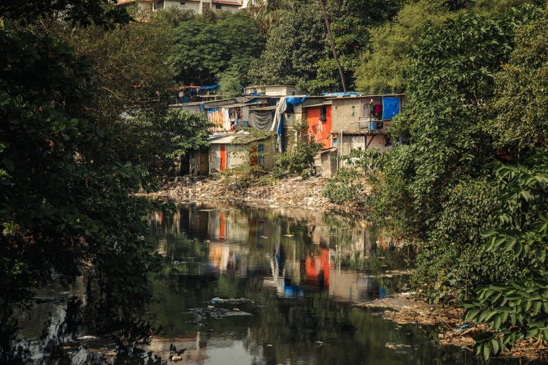 Big Slums in the Mumbai, India Stock Image - Image of reflection ...