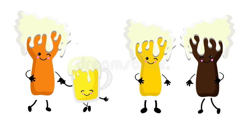 Big and Small Beer. Funny Cartoon Characters of Alcoholic Drinks Stock ...