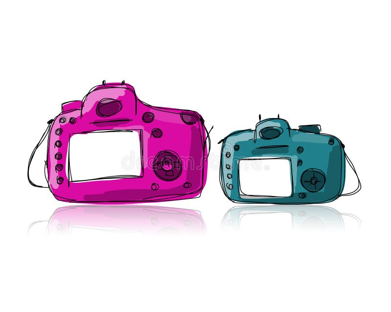 Big and Small Camera, Sketch for Your Design Stock Vector ...