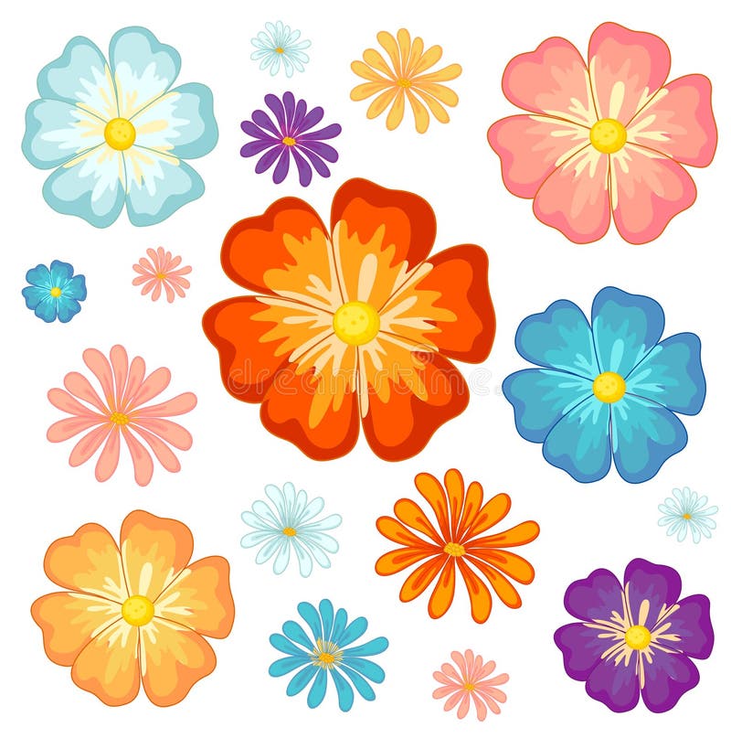 Cartoon flowers collection stock vector. Illustration of graphic - 29201201