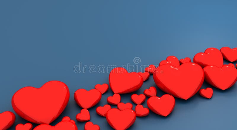Big And Small Hearts On Blue Background. Concept Of All-round Love ...