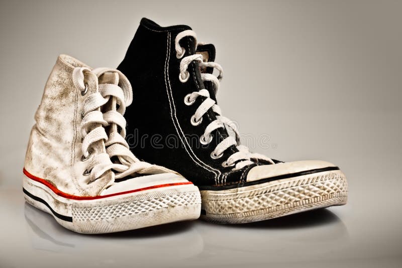 Big and Small Old Sport Shoes Stock Image - Image of couple, background ...