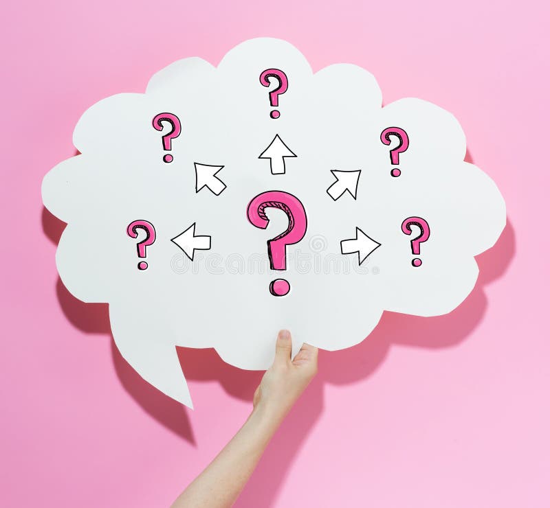 Big and Small Question Marks with Arrows with a Speech Bubble Stock ...