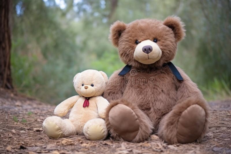 A Big and a Small Teddy Bear Sitting Side by Side Stock Image - Image ...