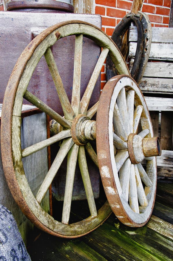 Big and Small Wagon Wheels - HDR Stock Photo - Image of country, metal ...