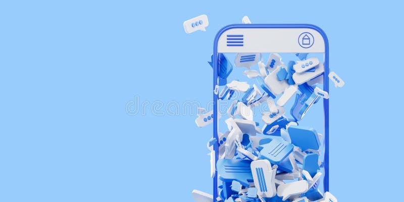 Big Smartphone and Speech Bubbles with Messages, Copy Space Stock ...