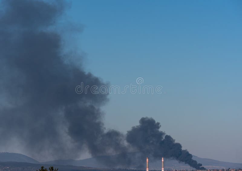 Big smoke in a city stock photo. Image of industry, cityscape - 249292476