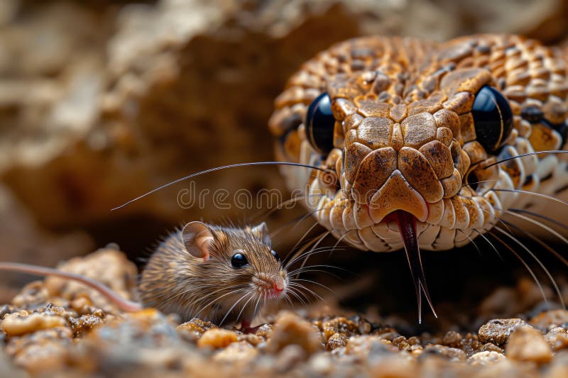The Big Snake is Ready To Attack the Field Mouse Stock Illustration ...