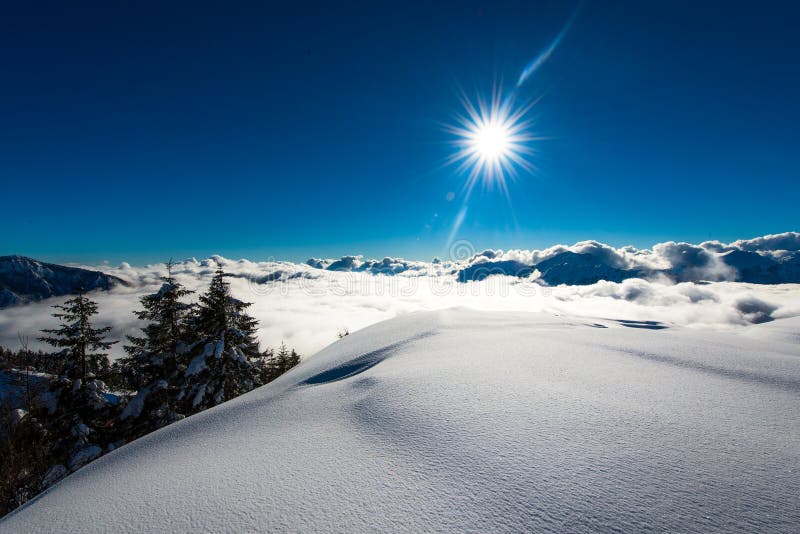 Big snowfall in the Alps stock photo. Image of prints - 81077208