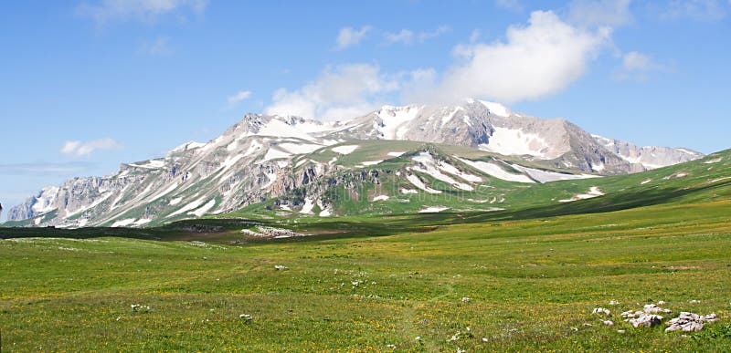 Big Snowy Mountain in Caucasian Nature Reserve Stock Photo - Image of ...