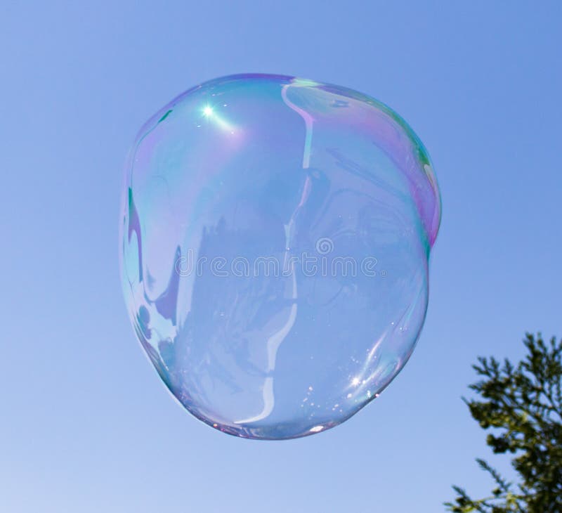 Big Soap Bubble Against the Blue Sky Stock Image - Image of light ...