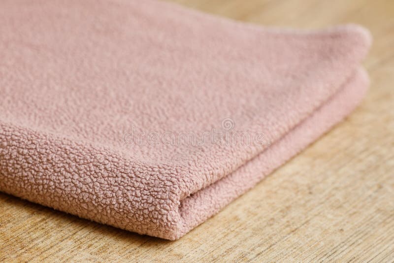 Big Soft Pink Folded Towel on Table Stock Photo - Image of bathroom ...