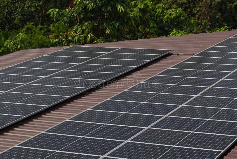 Solar Cells Panel on the Roof Top, Clean Power Technology Stock Image ...
