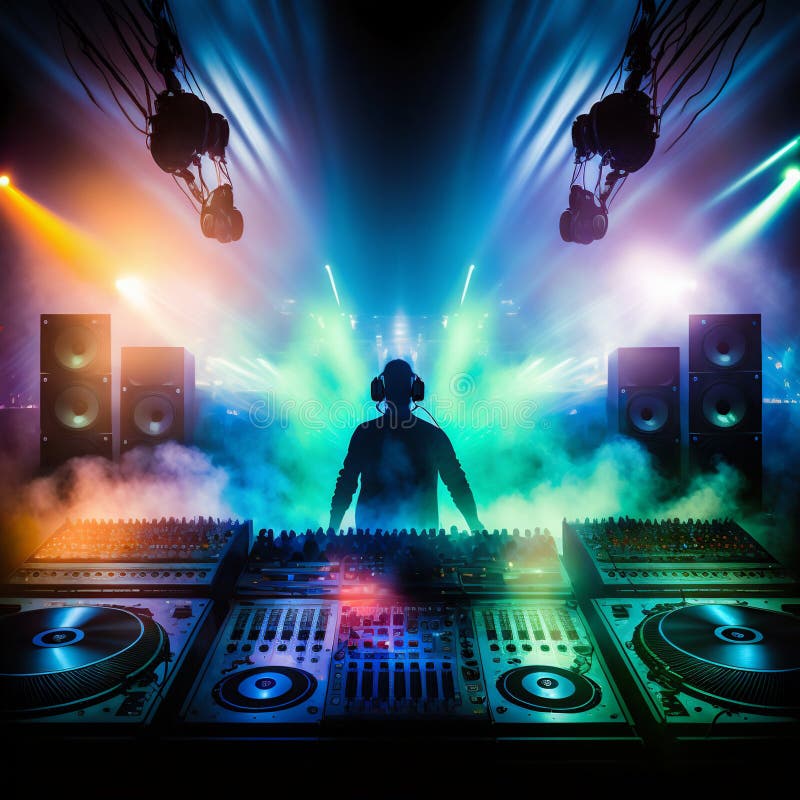 Big Sound System on Concert Stage. Generative AI Stock Illustration ...
