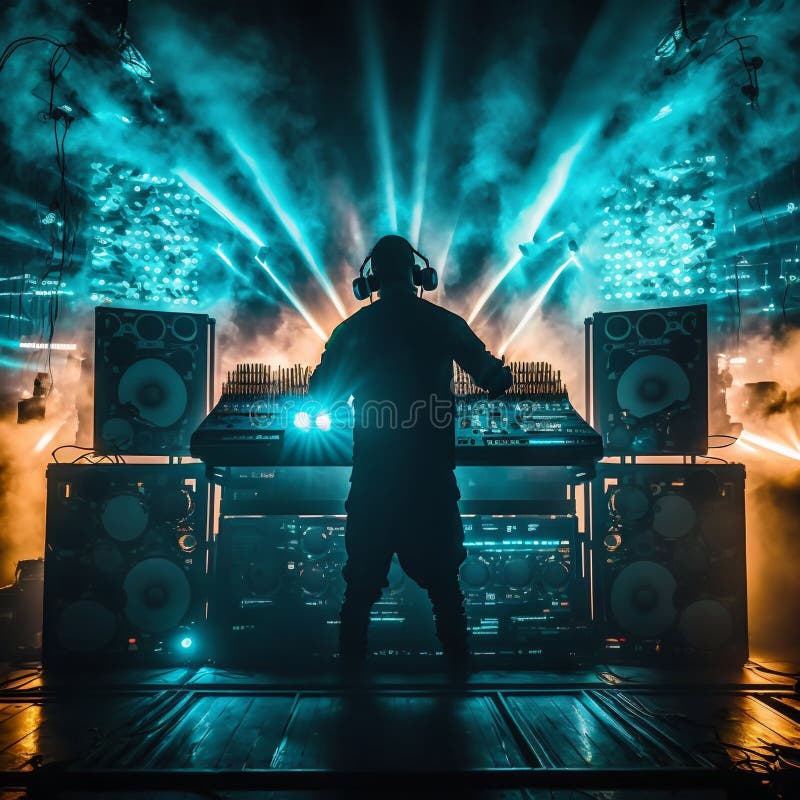 Big Sound System on Concert Stage. Generative AI Stock Illustration ...