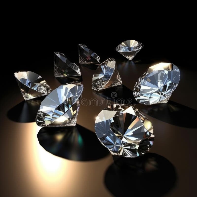 A Large Sparkling Diamond Refracting a Beam of Light on a Black ...
