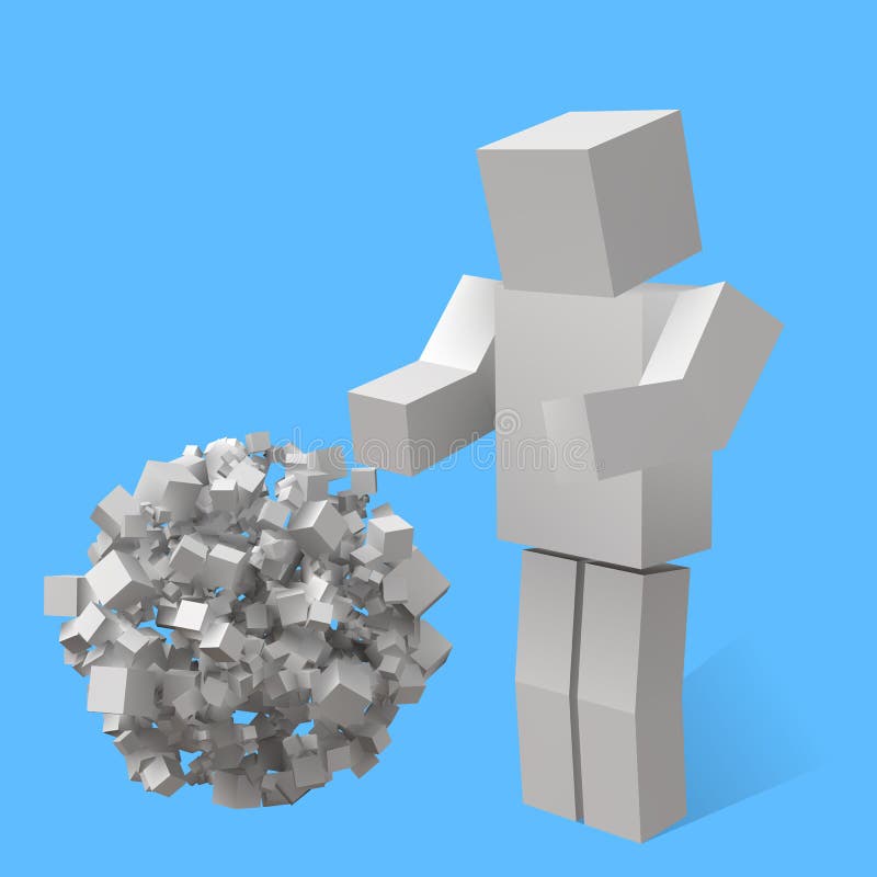 Big Sphere Formed by Random Cubes and Cubic Character Stock Vector ...