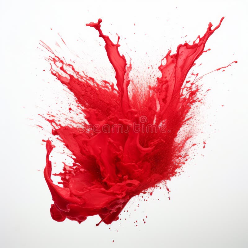 Big Splash of Satiny Red and Translucent Paint with Many Tiny Drops on ...