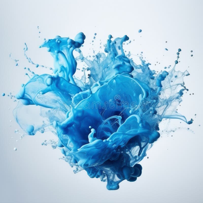 Big Splash of Shiny Blue Paint on a Clear Light Blue Background Stock ...