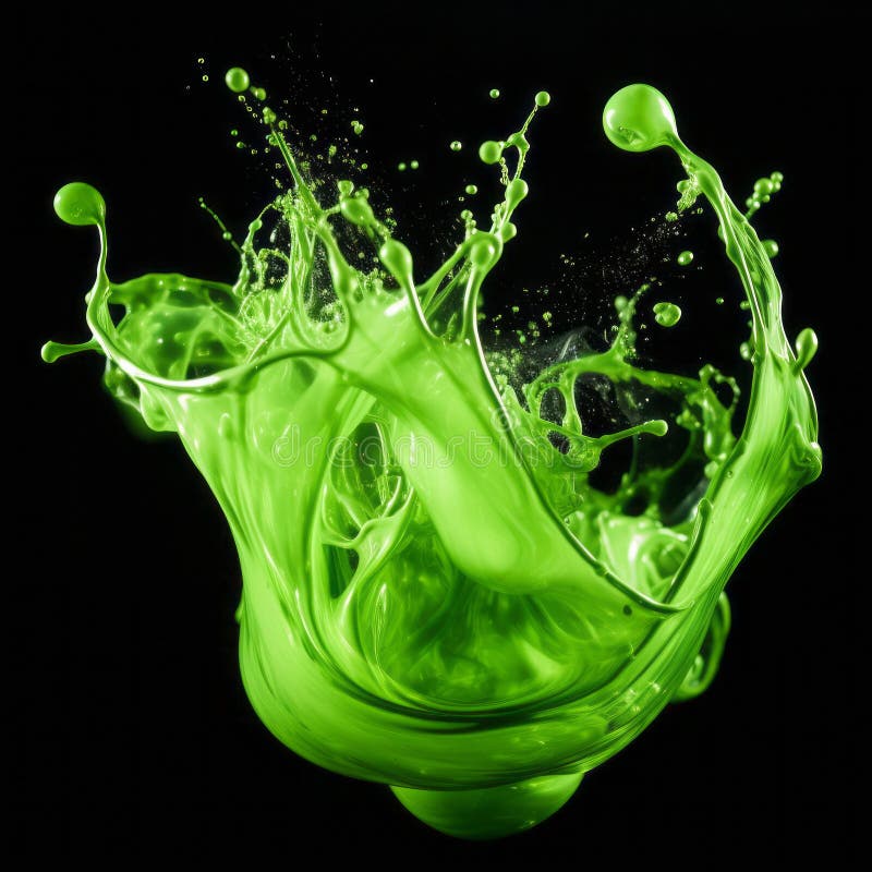 Big Splash of Shiny Light Green Translucent Paint with Lots of Tiny ...