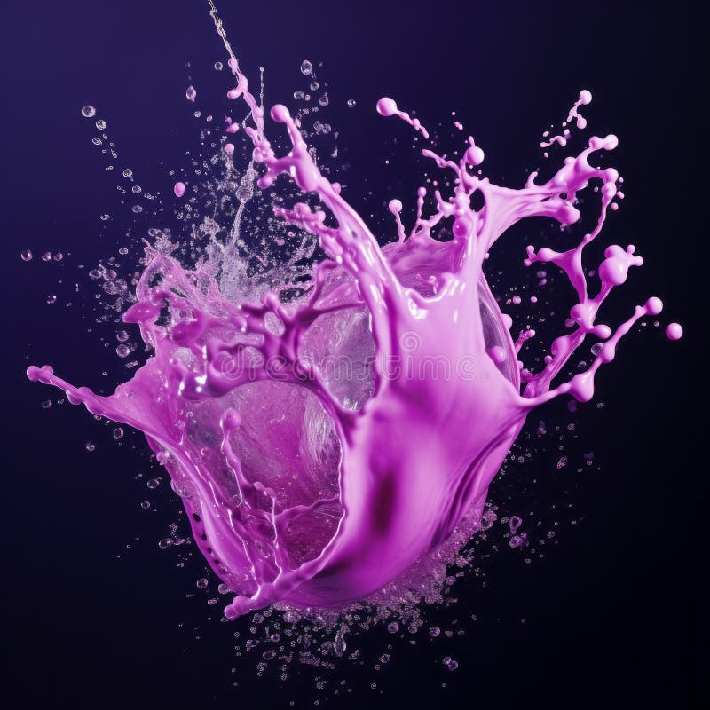 Big Splash of Shiny Pink Paint with Lots of Tiny Drops on Dark Stock ...