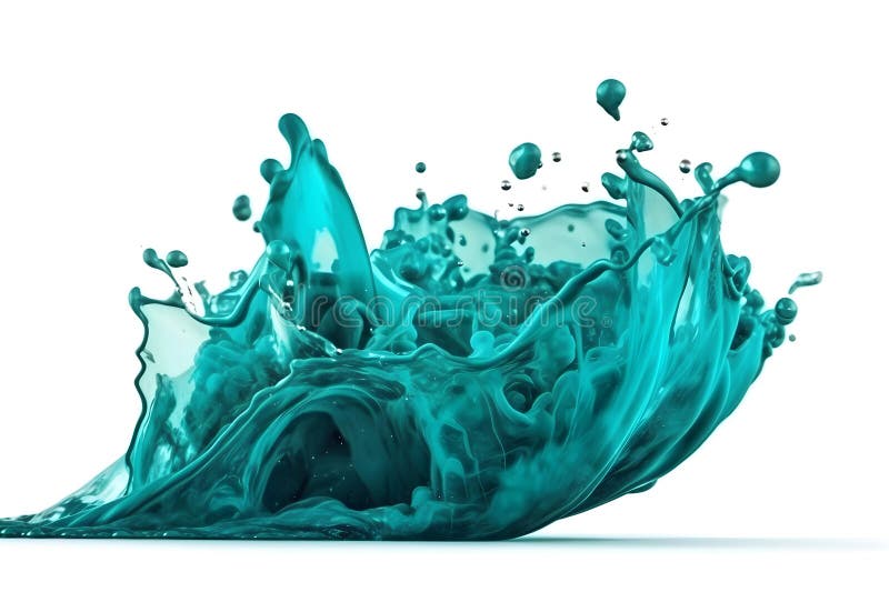 Splash Turquoise Paint on White Background Stock Photo - Image of ...