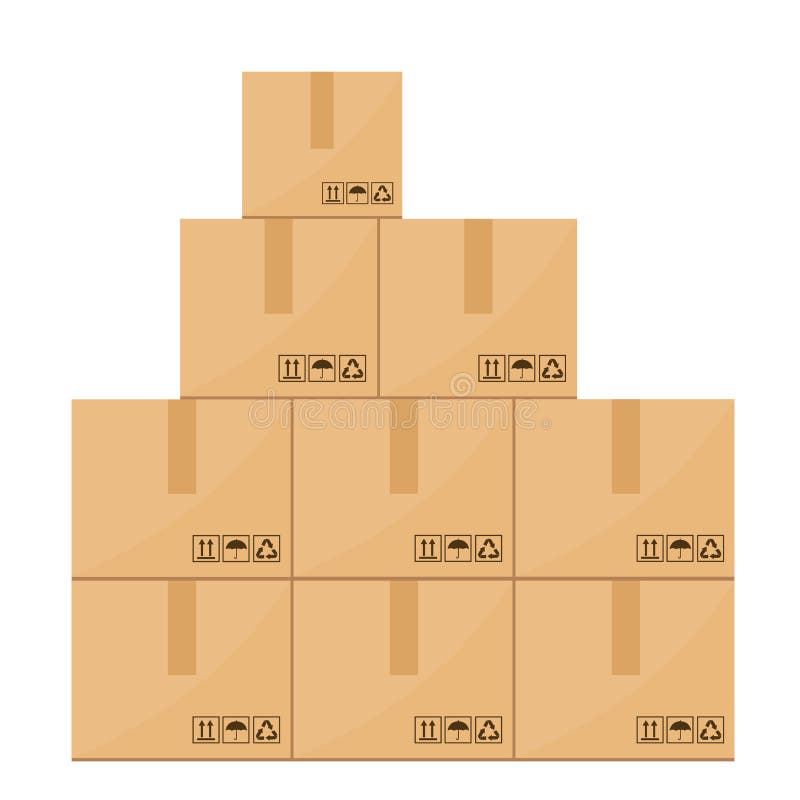 Stack of cardboard boxes stock illustration. Illustration of logistic ...