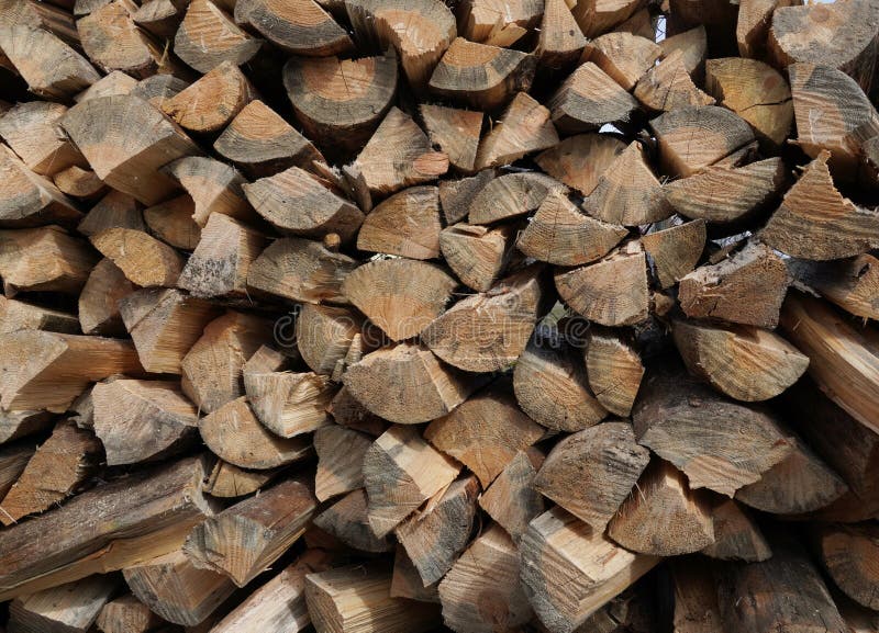 Big Stack of Cut Pine Tree Logs, Front View Image Stock Photo - Image ...