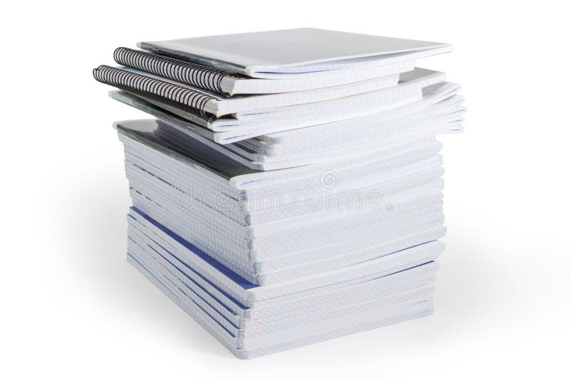 Big Stack of the Different Exercise Books on White Background Stock ...