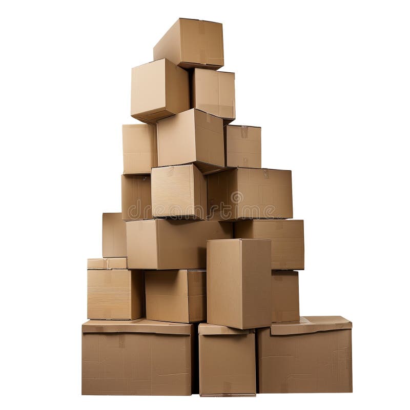 Big Stack of Different-sized Closed Cardboard Boxes in Random Order ...