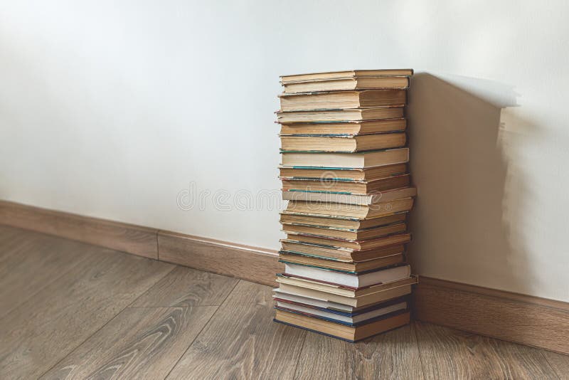 Big Stack of Old Books Over White Wall Stock Photo - Image of cover ...