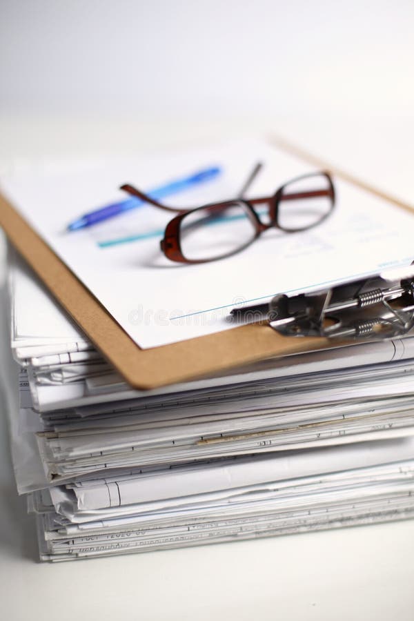 Big Stack of Papers ,documents on the Desk Stock Image - Image of desk ...