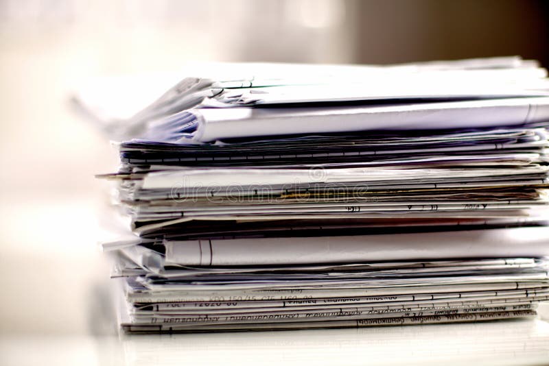 Big Stack of Papers ,documents on the Desk Stock Photo - Image of ...