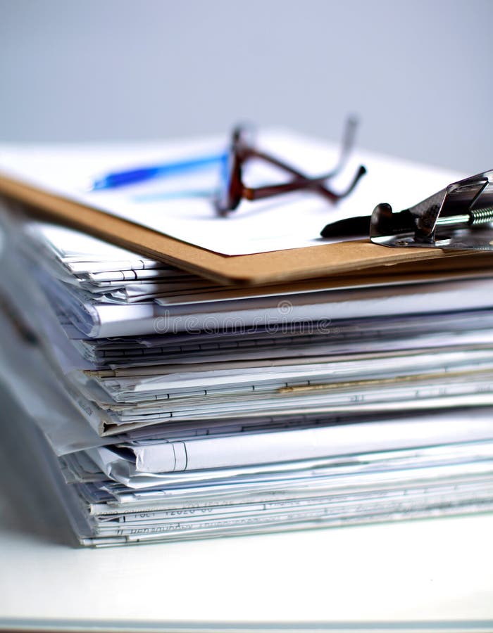 Big Stack of Papers ,documents on the Desk Stock Image - Image of ...