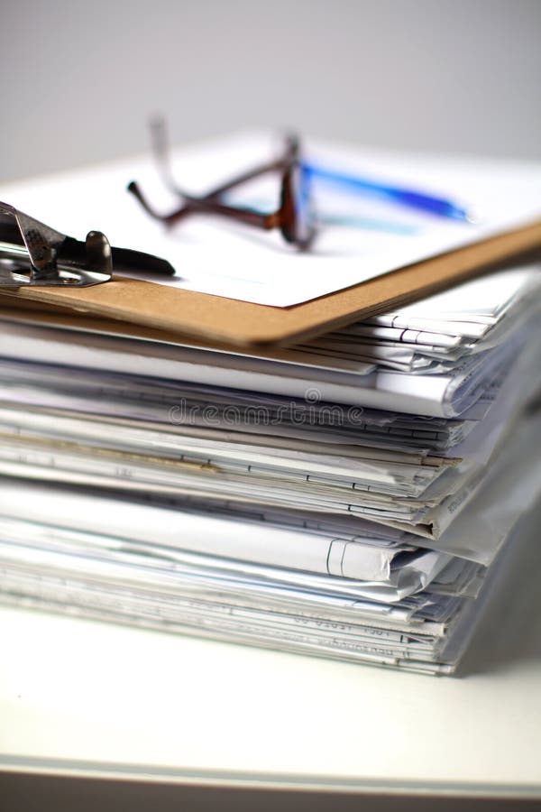 Big Stack of Papers ,documents on the Desk Stock Photo - Image of ...