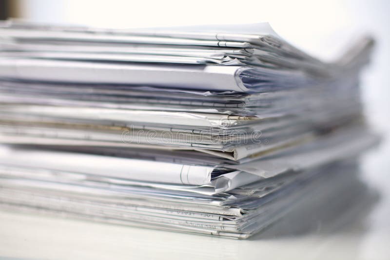 Big Stack of Papers ,documents on the Desk Stock Image - Image of ...