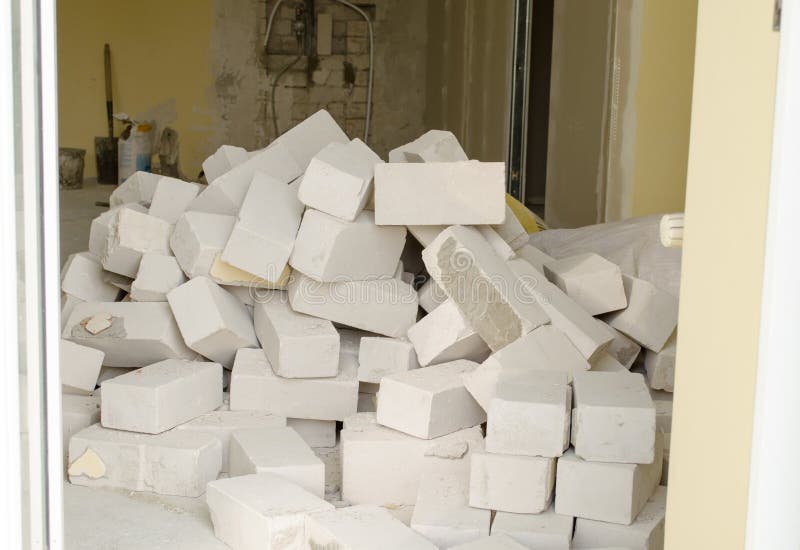 Big Stack of White Building Bricks Stock Image - Image of rectangular ...