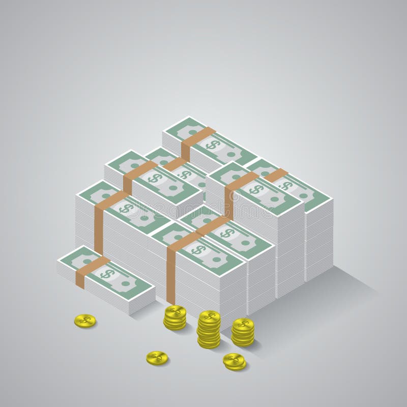 Big Stacked Pile of Cash. Hundreds of Dollars Stock Vector ...