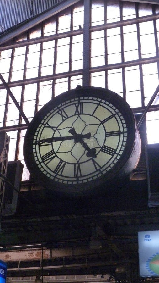 Big station clock stock image. Image of quarter, roman - 211753881