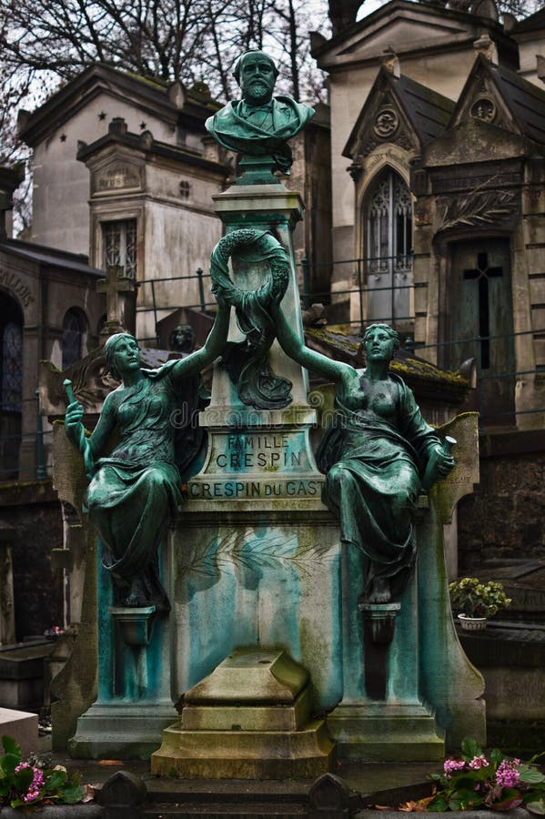 Big Statue with Two Women in a Graveyard in Paris Editorial Photo ...