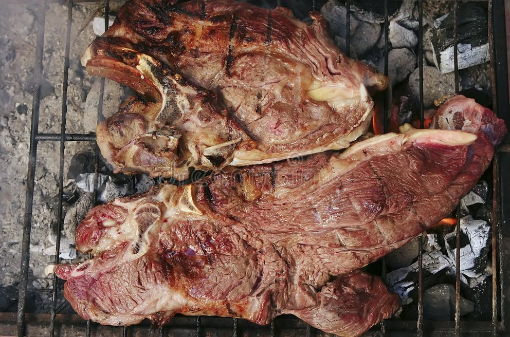 Big steaks stock photo. Image of charcoal, cooking, delicious - 7128994