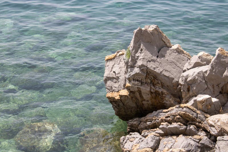Big Stone Close-up on the Background of the Sea. Stock Image - Image of ...