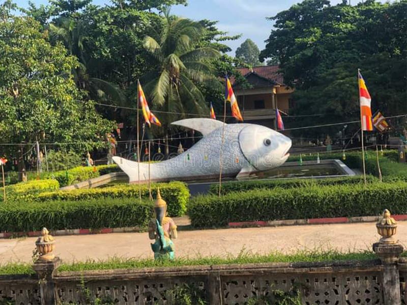 Big Stone Fish at the Pagoda. Stock Photo - Image of flower, sculpture ...