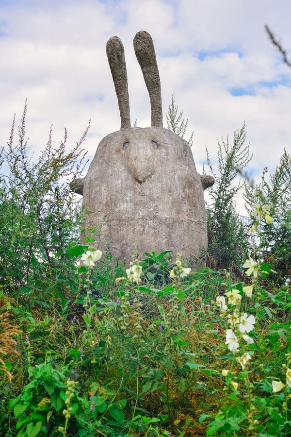 Big Stone Hare in the Grass Stock Image - Image of petersburg, landmark ...