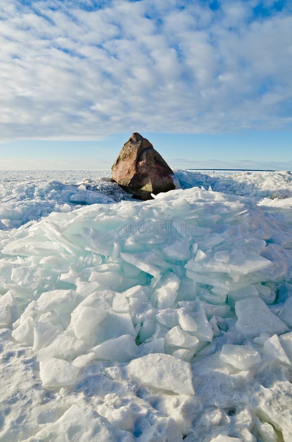Big Stone in the Ice on the Baltic Sea Stock Image - Image of season ...