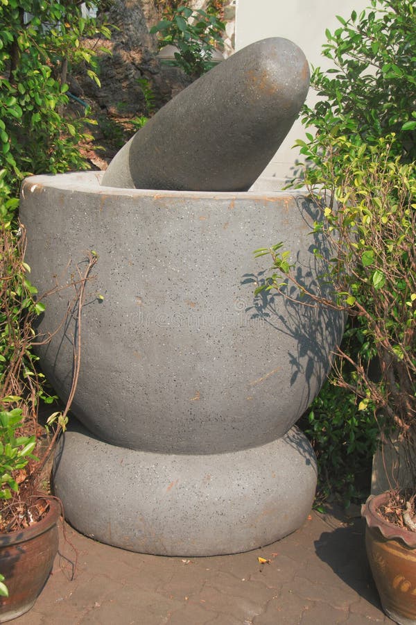 Big stone mortar stock photo. Image of pounder, ingredient - 75682878