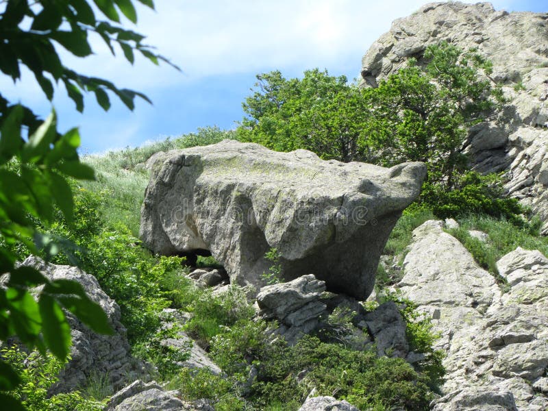 A big stone stock image. Image of grass, mountains, beshtau - 95197747